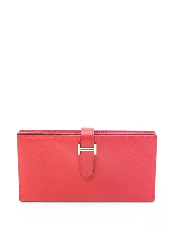 Hermès Long Béarn Soufflet Bi-fold Wallet - Red