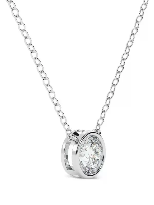 DIAMOND ESSENTIALS 1.0 Carat Solitaire Bezel-set Round-cut Diamond Necklace In 14k White Gold