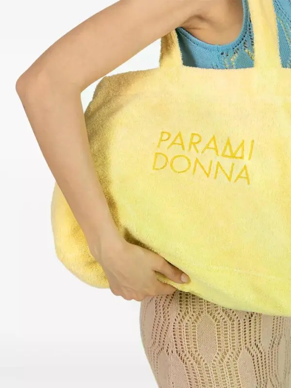 PARAMIDONNA Embroidered Logo Tote Bag - Yellow