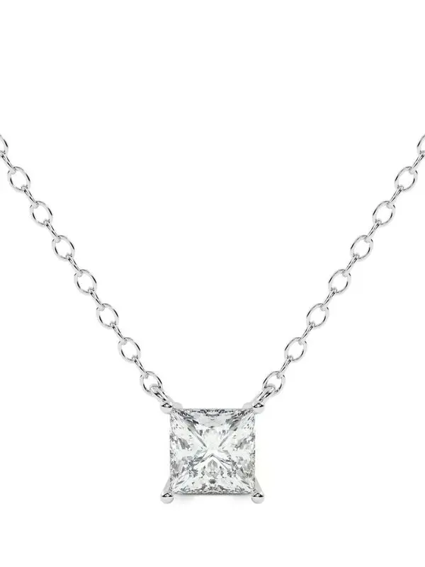 DIAMOND ESSENTIALS Princess-cut Diamond Solitaire Necklace - Silver