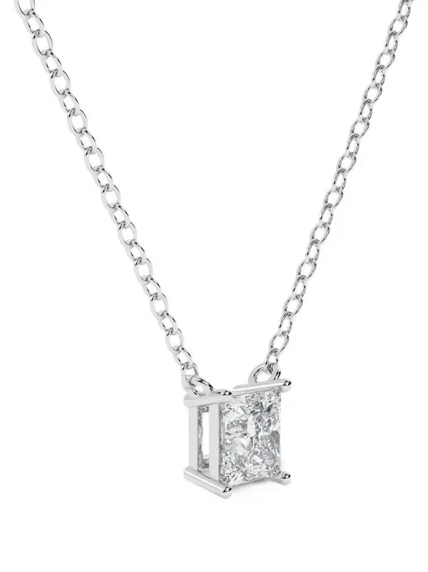 Diamond Essentials Princess-cut Diamond Solitaire Necklace - Silver