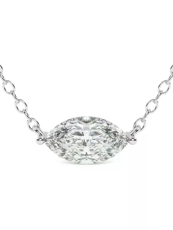 DIAMOND ESSENTIALS 14k White Gold Marquise-cut Laboratory-grown Diamond Necklace - Silver