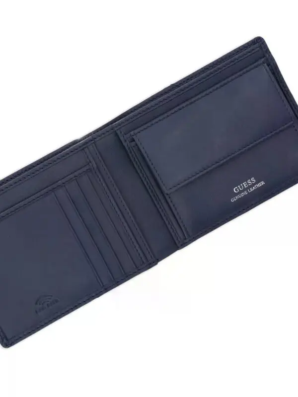 Guess Boston Perforated-detail Logo-plaque Wallet - Blue