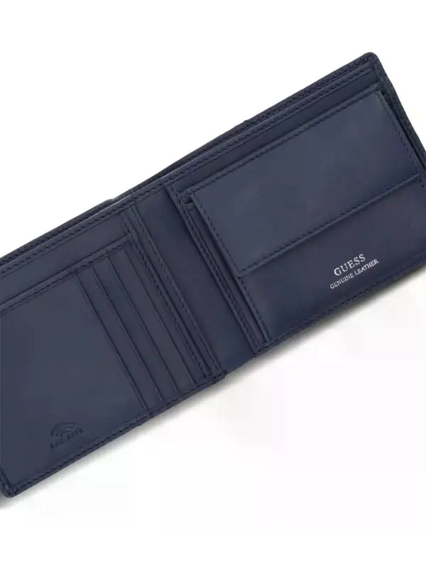 Guess Boston Perforated-detail Logo-plaque Wallet - Blue