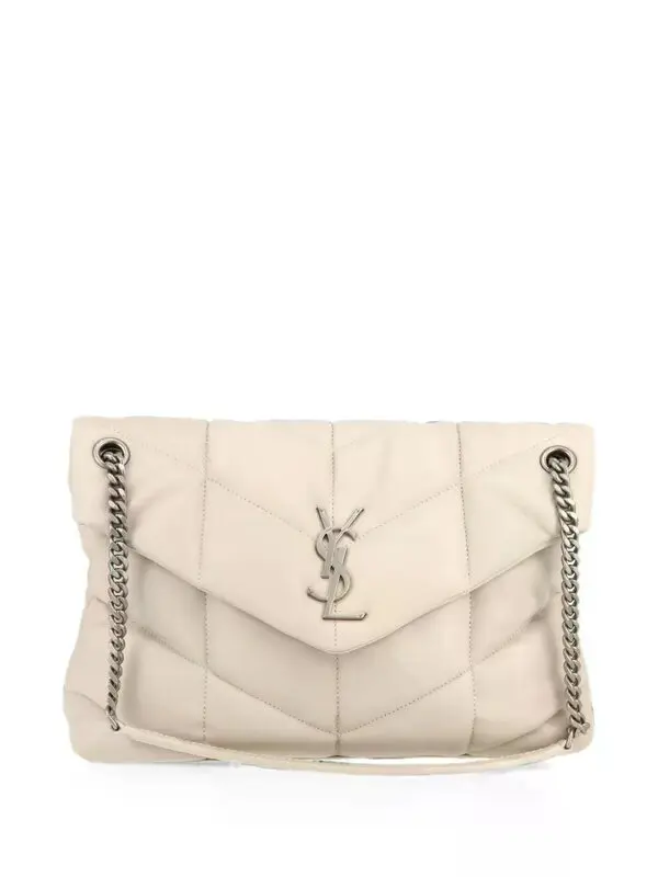 Saint Laurent 2020s Puffer Chevron Shoulder Bag - Neutrals