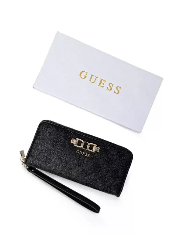 Guess Anise Monogram-debossed Logo-plaque Wallet - Black