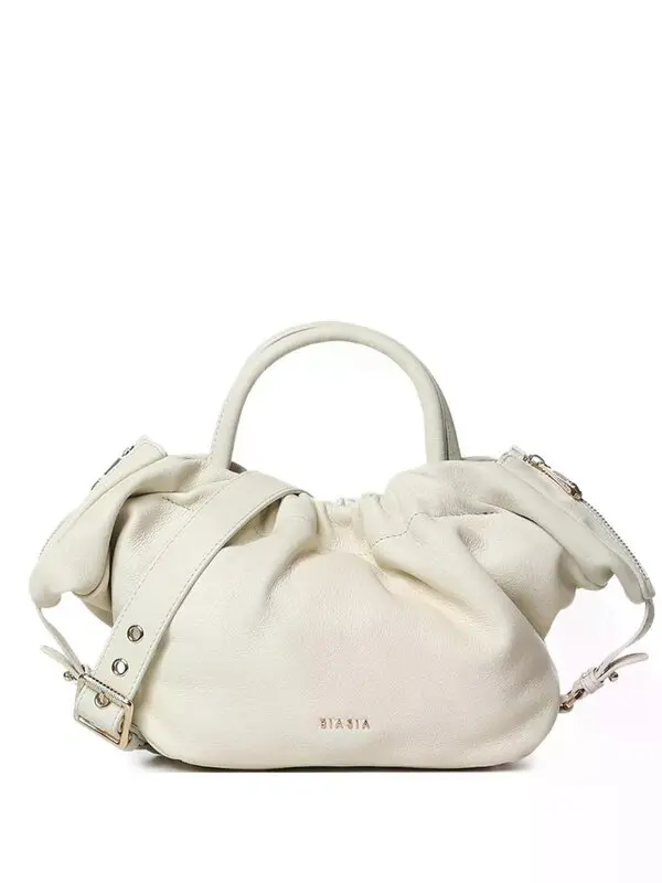 BIASIA Logo Detail Ruched Shoulder Bag - Neutrals