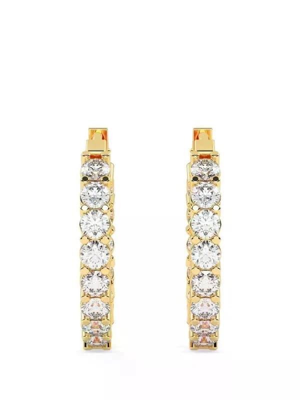 Diamond Essentials 14k Yellow Pavé-set Diamond Hoop Earrings