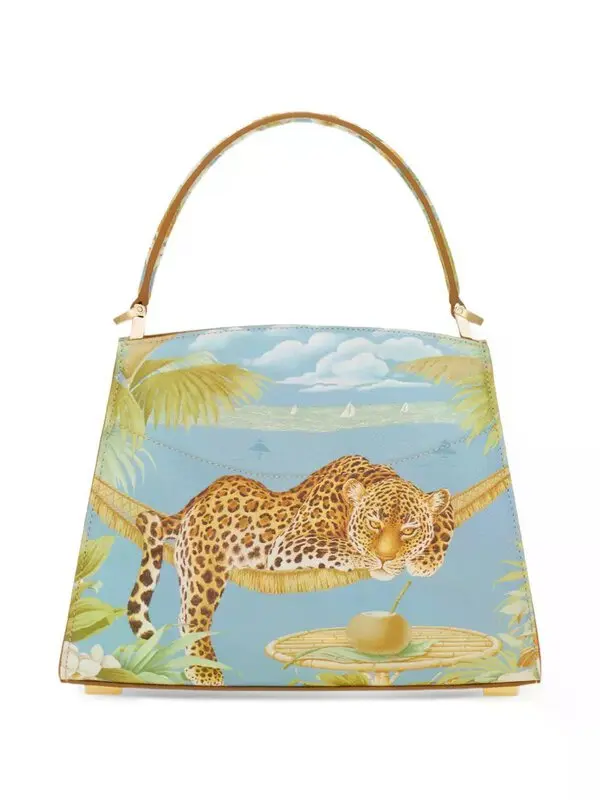 FERRAGAMO Leopard Print Gancini Flip-lock Shoulder Bag - Green