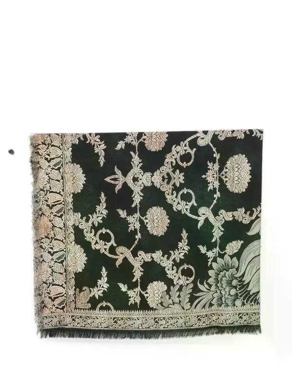 PIERRE-LOUIS MASCIA Floral-jacquard Fringed Scarf - Black