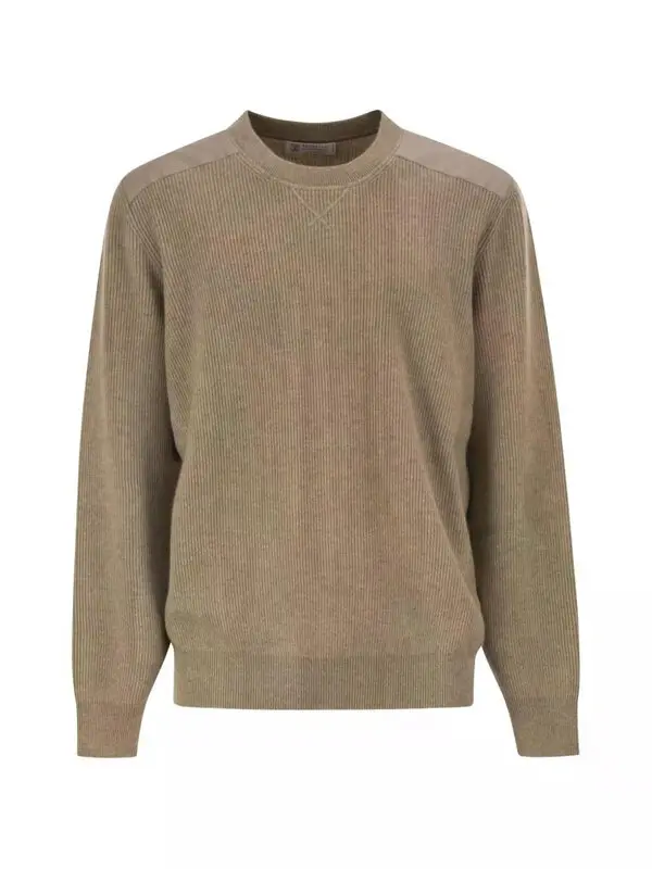 Brunello Cucinelli Ribbed-knit Cotton-insert Sweater - Neutrals