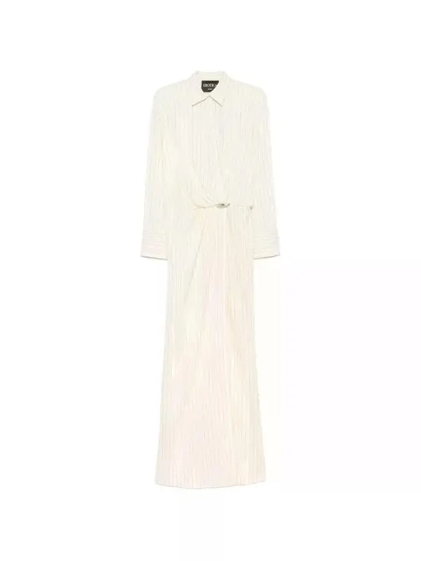 DONDUP Pinstripe-print Draped Maxi Gown - Neutrals