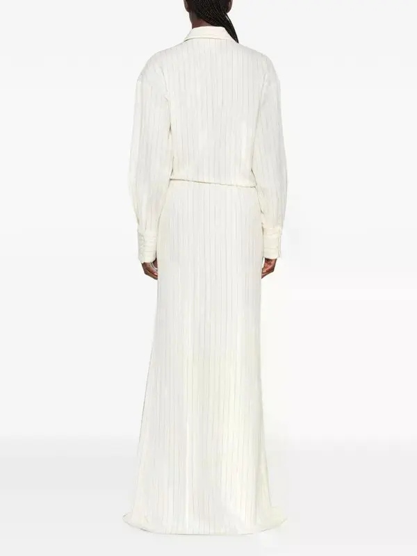 DONDUP Pinstripe-print Draped Maxi Gown