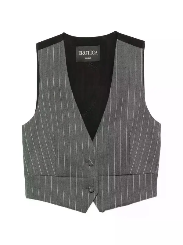 DONDUP Pinstripe Cropped Waistcoat - Grey