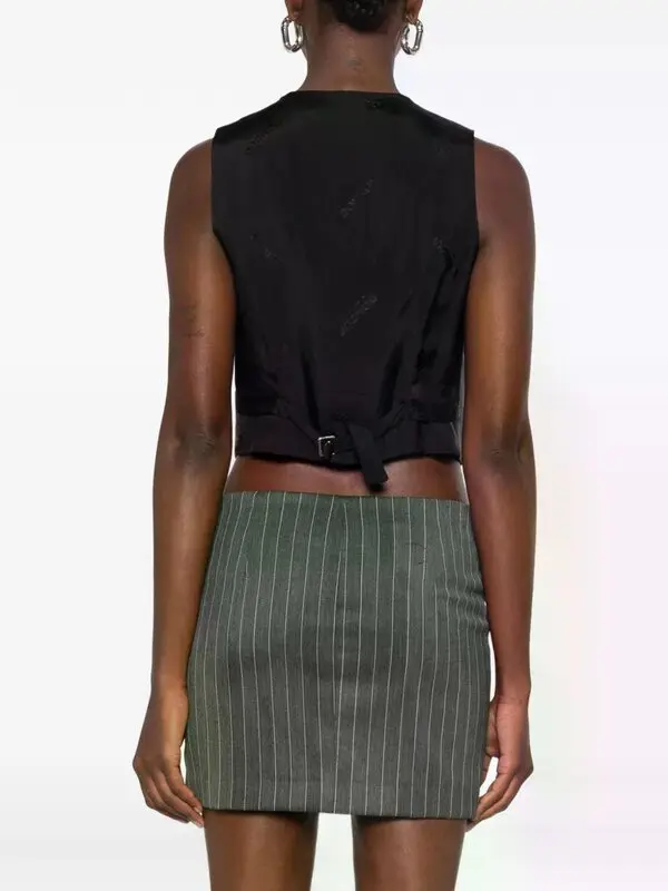 DONDUP Pinstripe Cropped Waistcoat - Grey