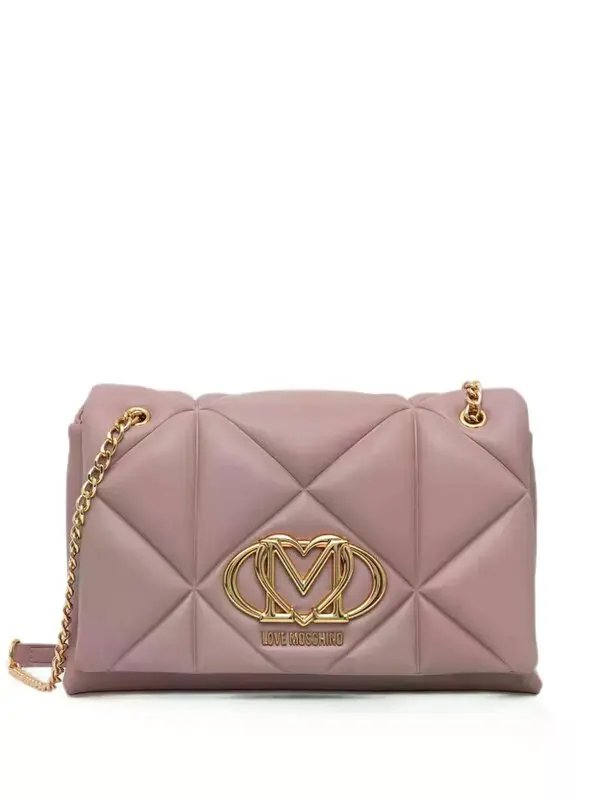 Moschino Logo-plaque Quilted Crossbody Bag - Pink