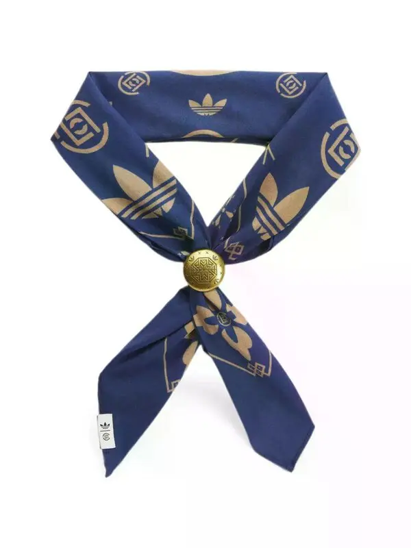 Adidas X Clot Geometrical Logo-print Metal-ring Scarf - Blue
