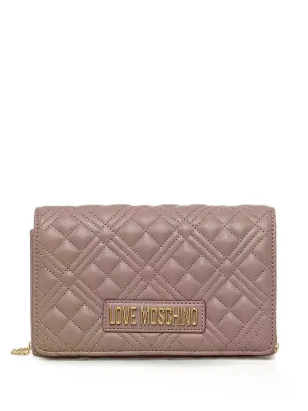 Moschino Logo-lettering Quilted Crossbody Bag - Pink