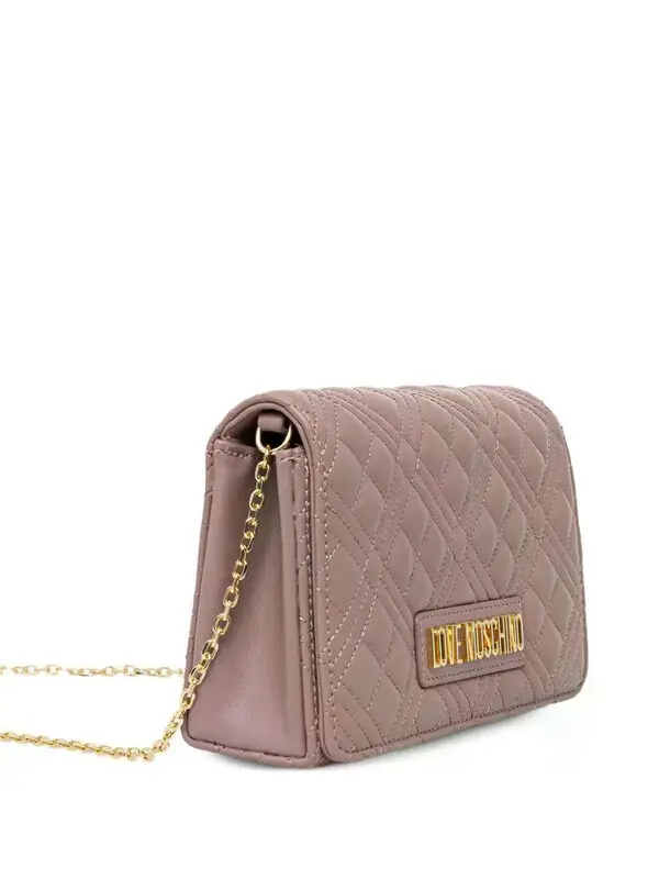 Moschino Logo-lettering Quilted Crossbody Bag - Pink