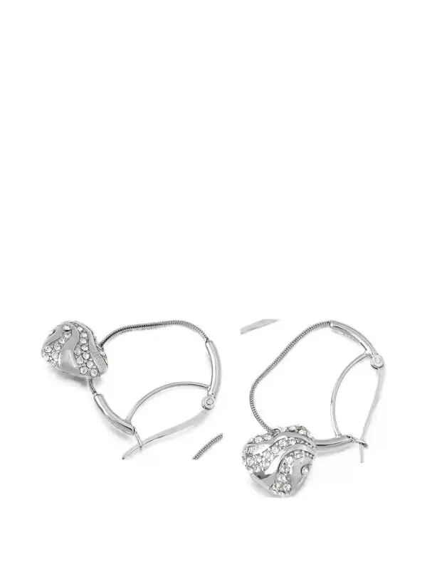 Guess Crystal-embellished Heart Earrings - Silver
