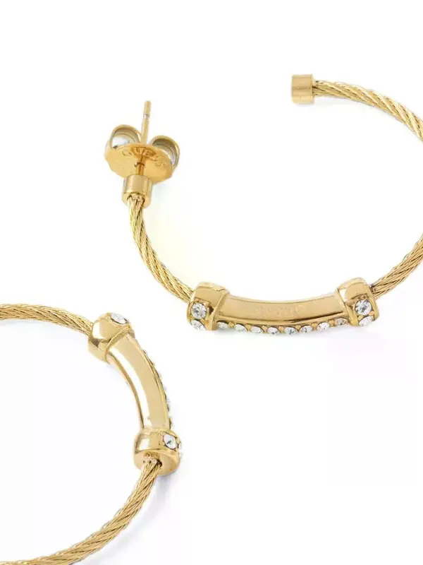 Guess Crystal-embellished Cable-link Hoop Earrings