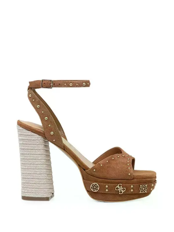 Guess Valice Studded Platform Sandals - Brown