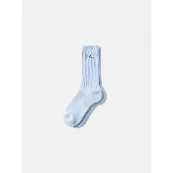 EDMMOND STUDIOS Duck Logo Ribbed Crew Socks - Plain Light Blue