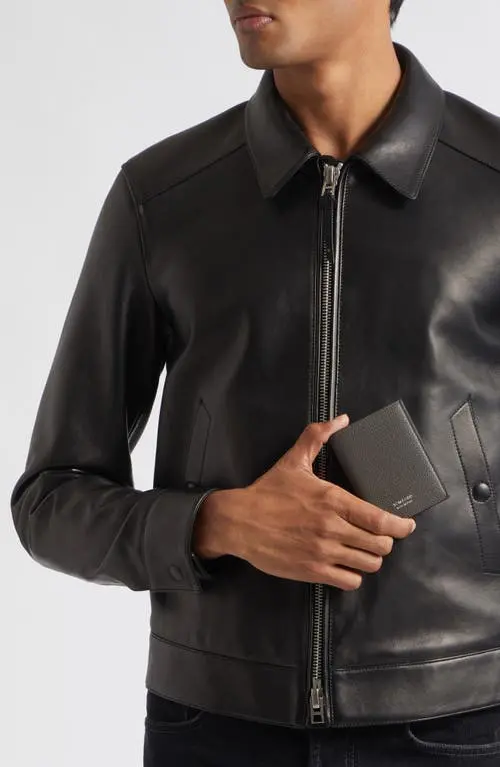 TOM FORD Leather Folding Card Holder - Smoke Grey