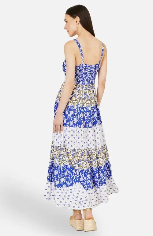 YUMI Patchwork Print Tiered Maxi Dress