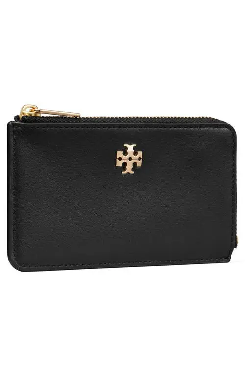 Tory Burch Charlie Zip Leather Card Case - Black