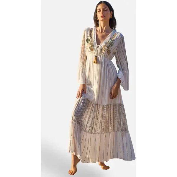 YUMI Metallic Embellished Maxi Dress