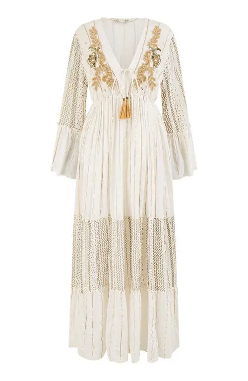 YUMI Metallic Embellished Maxi Dress