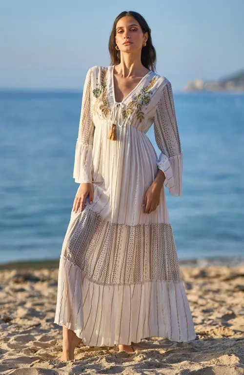 YUMI Metallic Embellished Maxi Dress