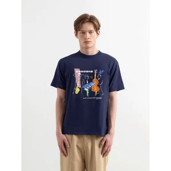 EDMMOND STUDIOS Cassette Print T-shirt - Plain Navy
