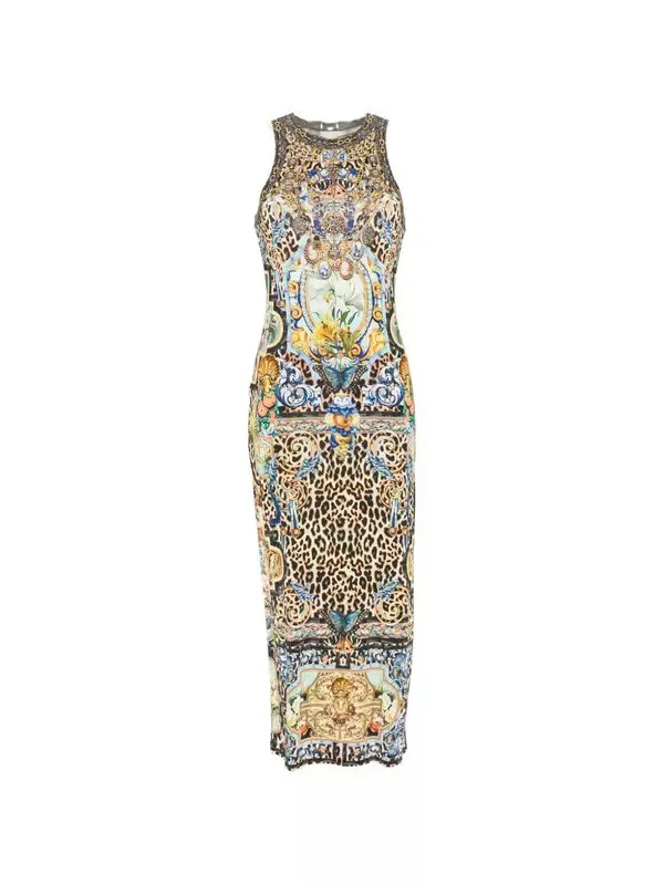 Camilla Leopard-print Crystal-embellished Maxi Dress - Neutrals