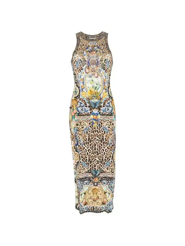 Camilla Embellished Leopard Print Maxi Dress - Neutrals
