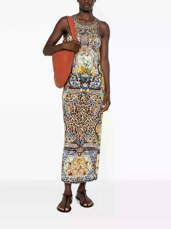 Camilla Embellished Leopard Print Maxi Dress