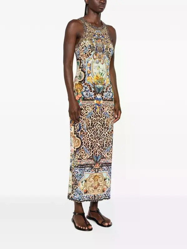 Camilla Embellished Leopard Print Maxi Dress