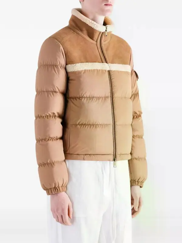 Moncler Aurore Shearling-trim Panelled Jacket - Neutrals