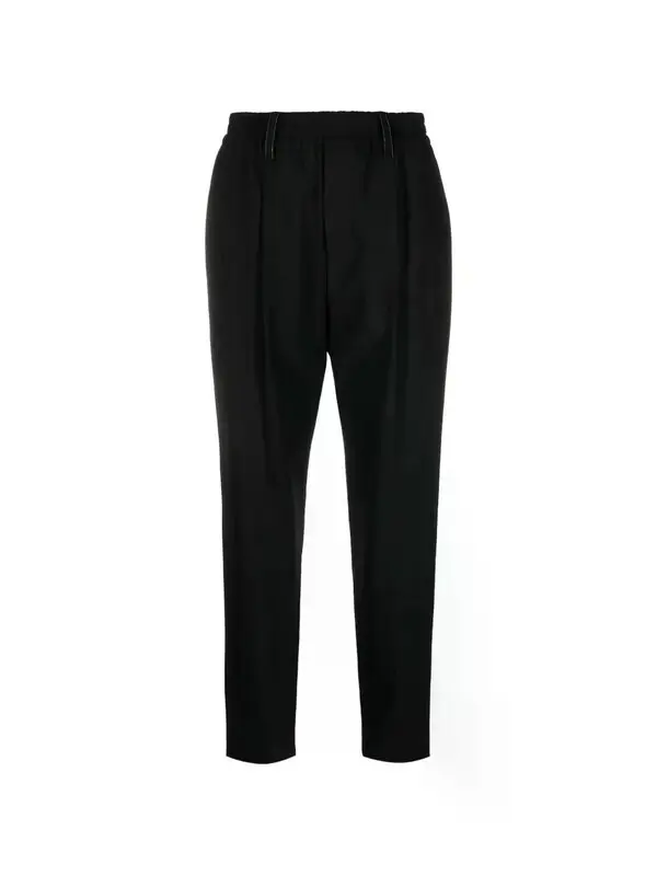 Brunello Cucinelli Tapered Wool Trousers - Black