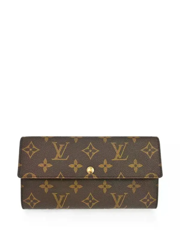 LOUIS VUITTON 1996 Monogram Porte Monnaie Credit Wallet - Brown