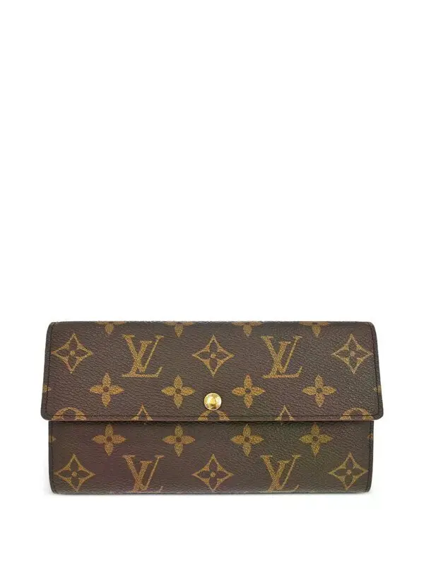 LOUIS VUITTON 1996 Monogram Porte Monnaie Credit Wallet - Brown