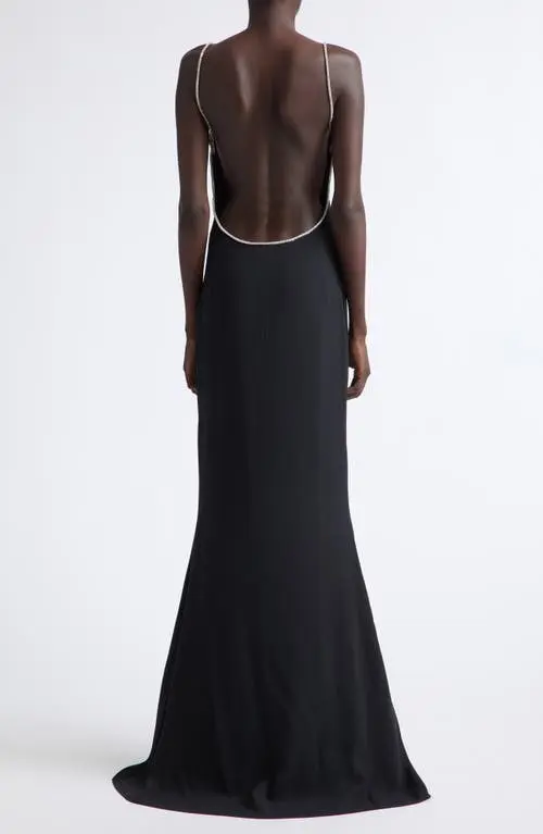 TOM FORD Crystal Chain Strap Open Back Satin Gown