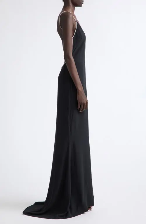 TOM FORD Crystal Chain Strap Open Back Satin Gown