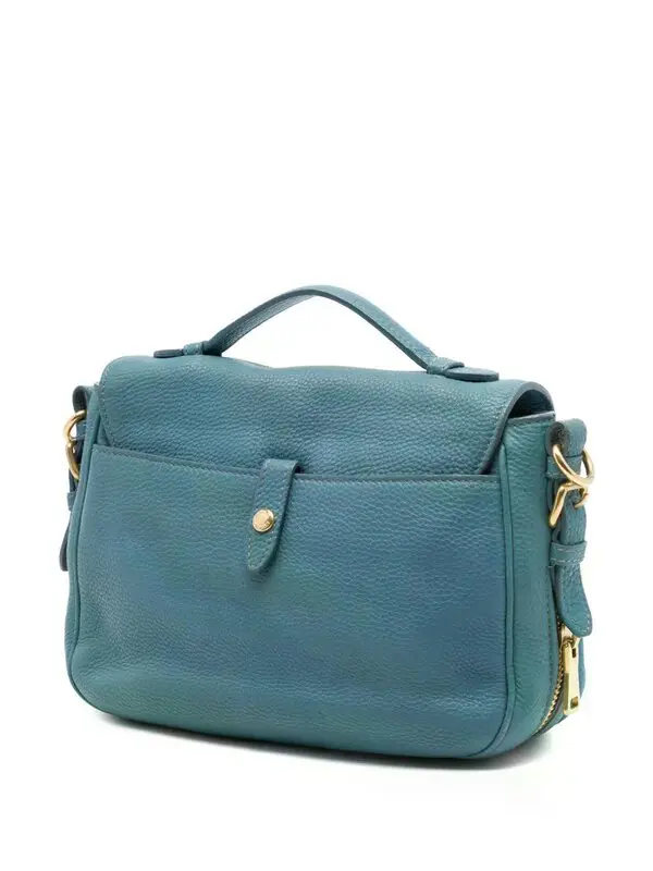 Prada Vitello Daino Push Lock Double Buckle Messenger Bag - Blue