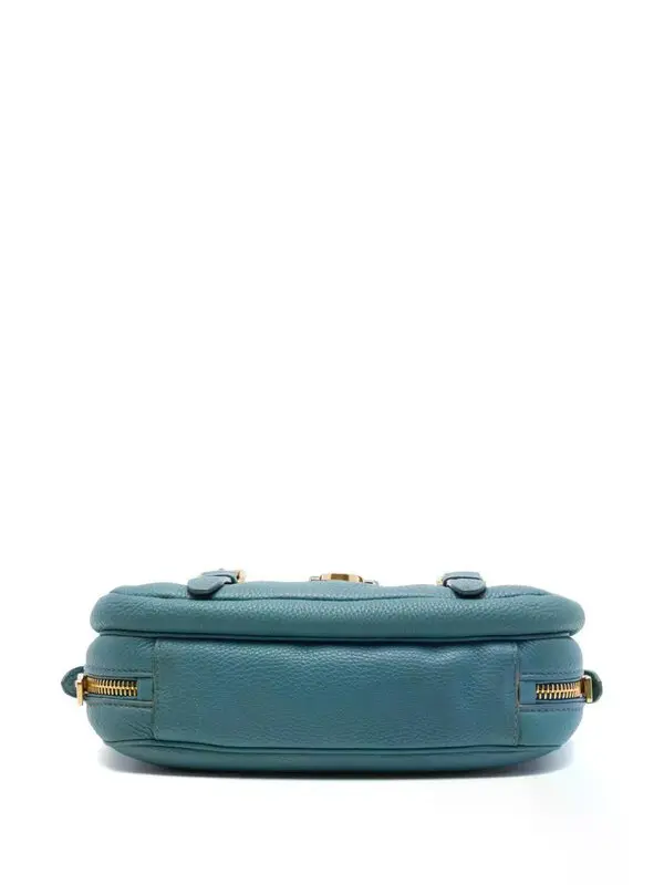 Prada Vitello Daino Push Lock Double Buckle Messenger Bag - Blue