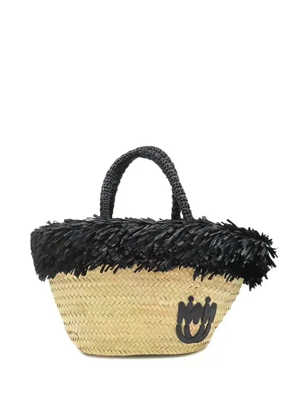 Miu Miu 2020-2026 Raffia Basket Tote Bag - Black