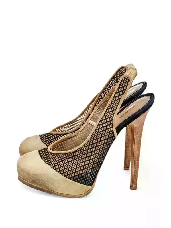 Fendi Mesh Slingback Sandals - Neutrals