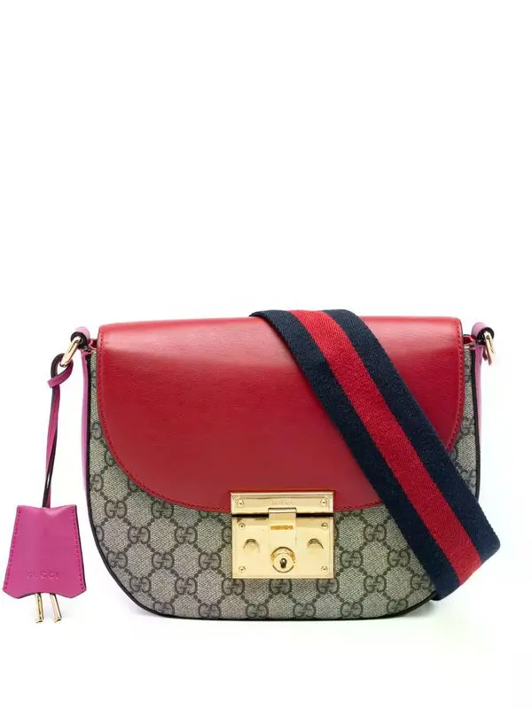Gucci 2016-2026 Gg Supreme Web Padlock Crossbody Bag - Neutrals