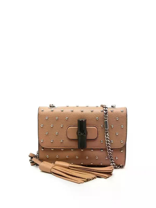 Gucci 2000-2015 Small Calfskin Studded Miss Bamboo Crossbody Bag - Neutrals